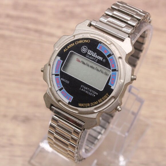 Wilson | Accessories | Vintage Wilson Digital Watch Mens Silver Tone ...